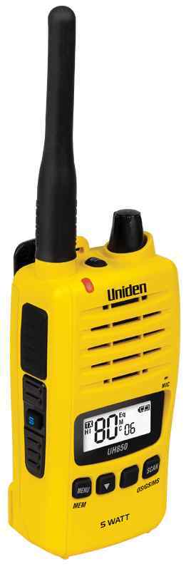 Uniden 5 Watt UHF Waterproof CB Handheld Radio w/ 2220mAh Battery ...