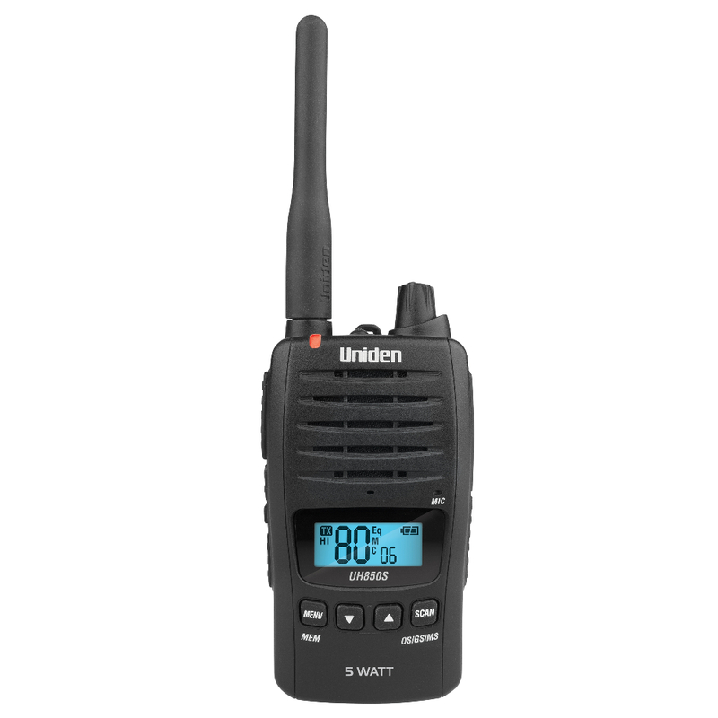 Uniden 5 Watt UHF Waterproof CB Handheld Radio w/ 2220mAh Battery UH850S