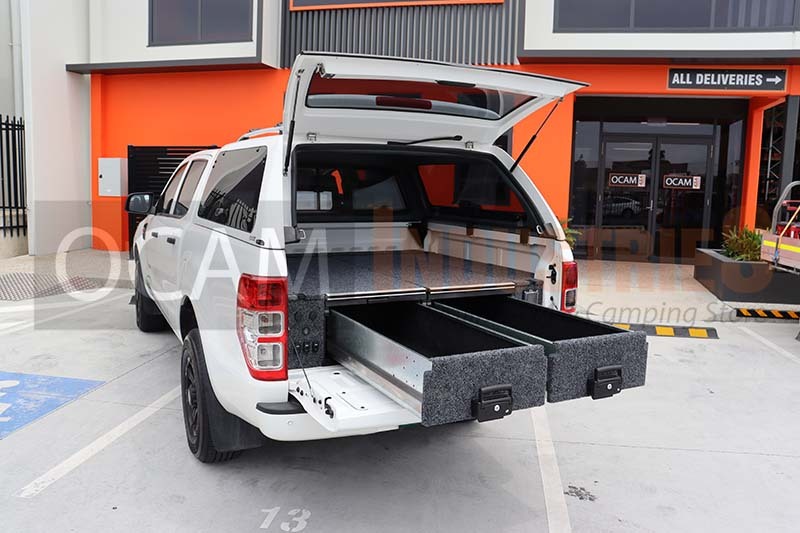 OCAM Rear Drawers For Ford Ranger PX PXII PXIII, 2011-Current, Dual Cab
