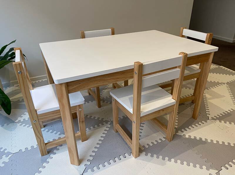 Kids Table Set includes 1X Table and 4 Chairs in Colours White and ...