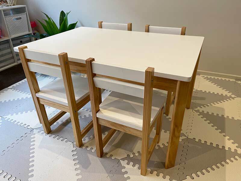 Kids Table Set includes 1X Table and 4 Chairs in Colours White and ...