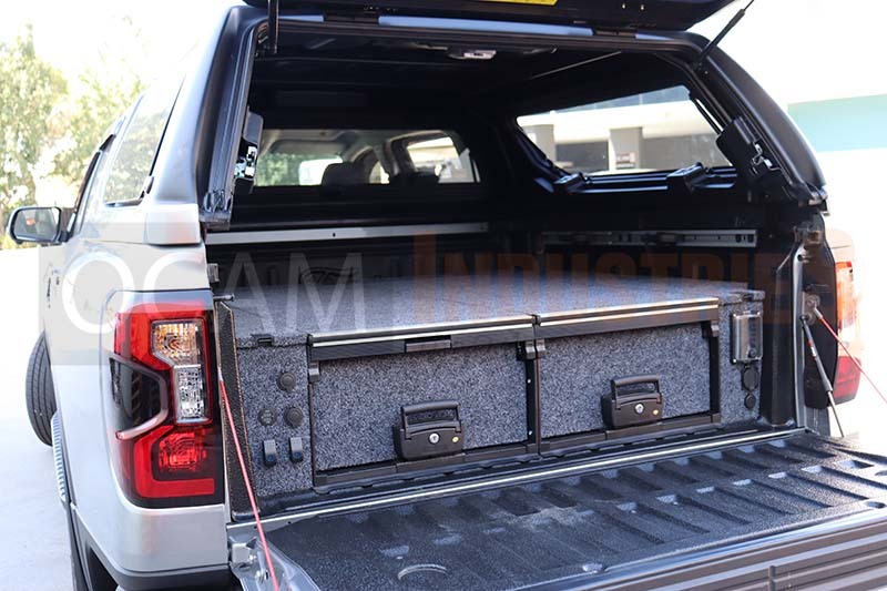 OCAM Rear Drawers For Ford Ranger NextGen, Dual Cab, 07/20222-Current