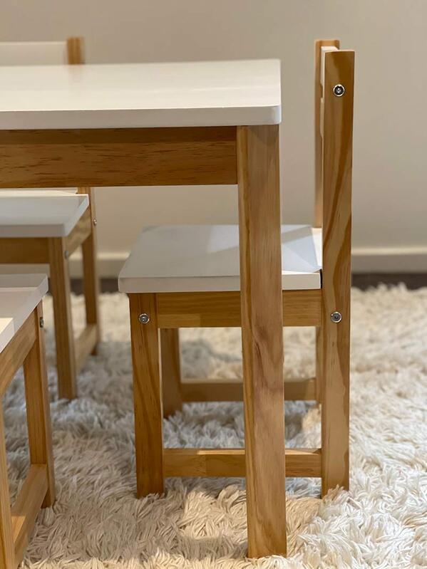 Kids Table Set includes 1X Table and 4 Chairs in Colours White and ...