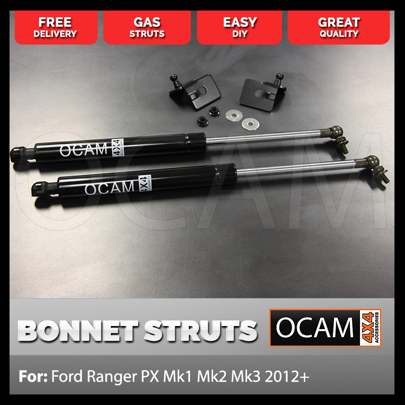 OCAM Bonnet Strut Kit for Ford Ranger PX Mk1 Mk2 Mk3, 2012-20 (2 pcs)