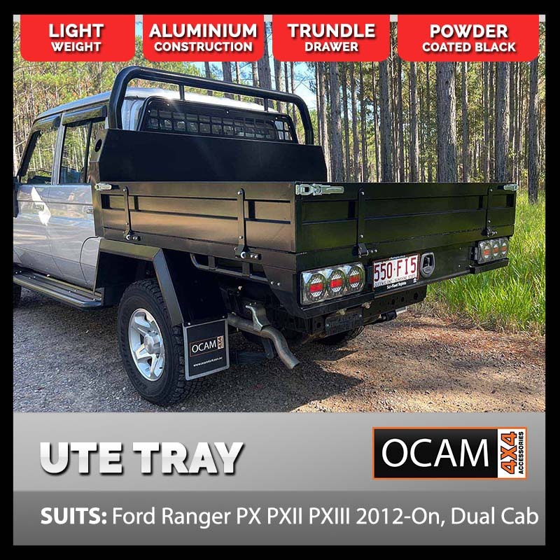 OCAM Aluminium Ute Tray For Ford Ranger PX PXII PXIII 2012-On, Dual Cab